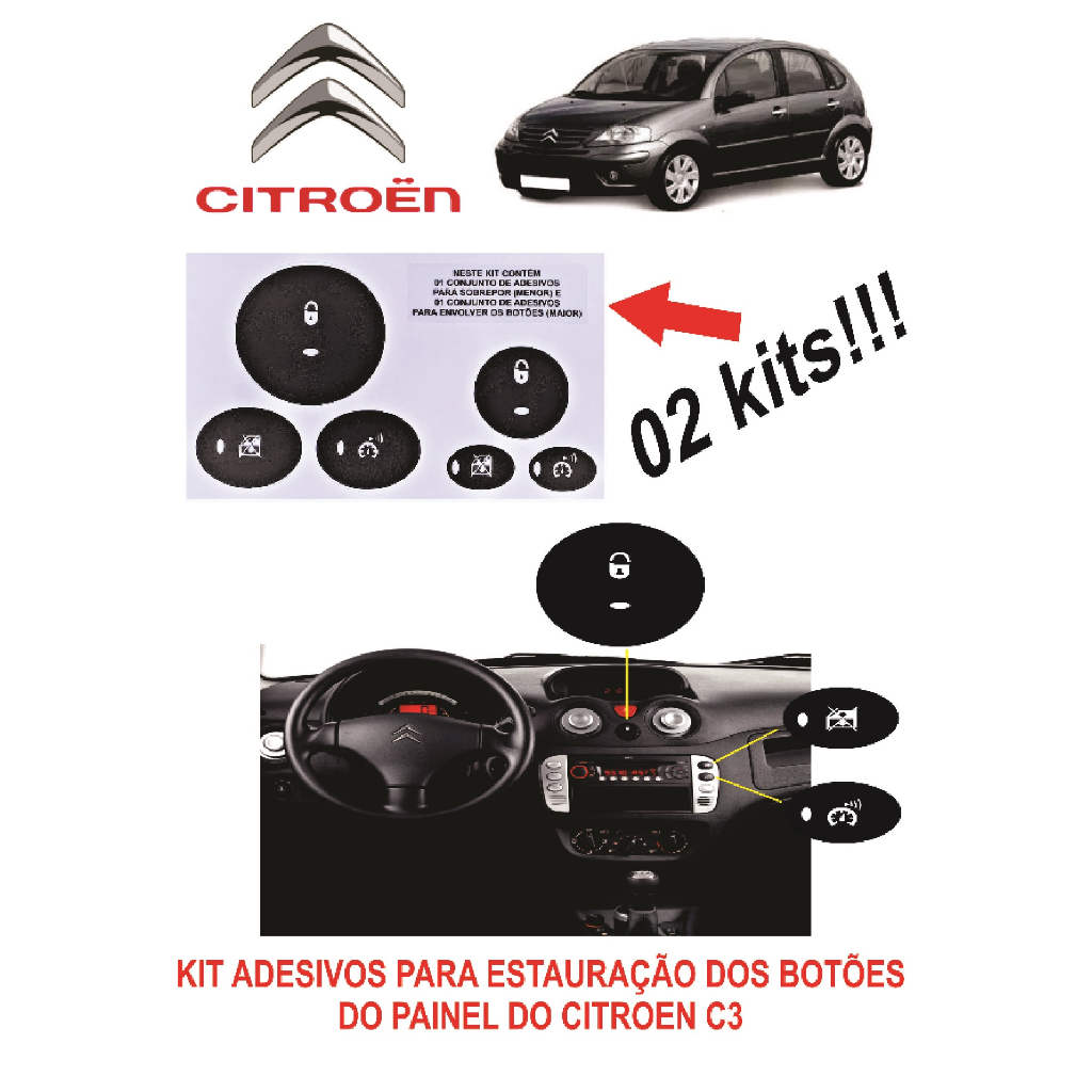 Kit Adesivos Botões Painel Citroen C3 (Kit restauração) | Shopee Brasil