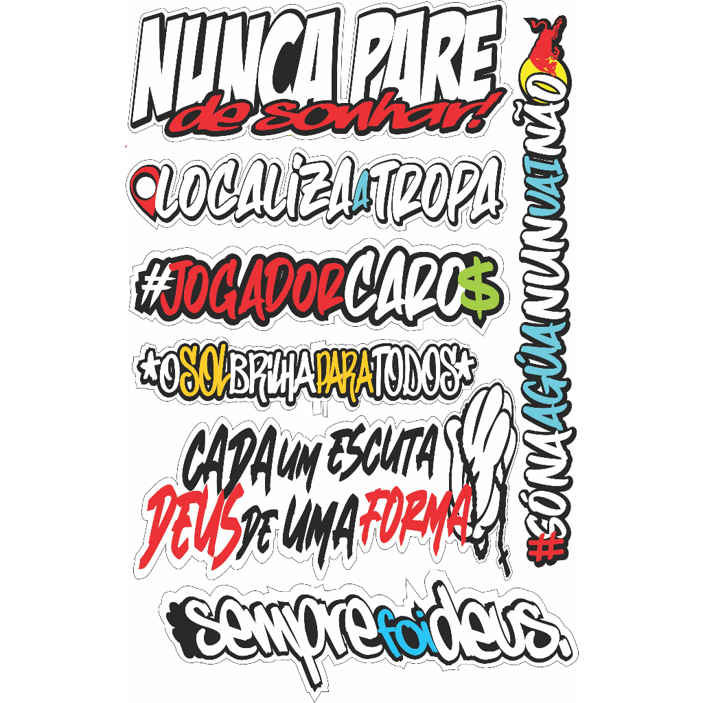 CARTELA DE ADESIVOS CARRO, MOTO, BIKE E SKATE. | Shopee Brasil
