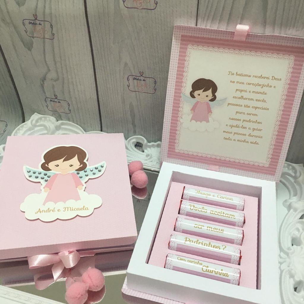 5 Caixas Convite com Batom para Batizado Menina | Shopee Brasil