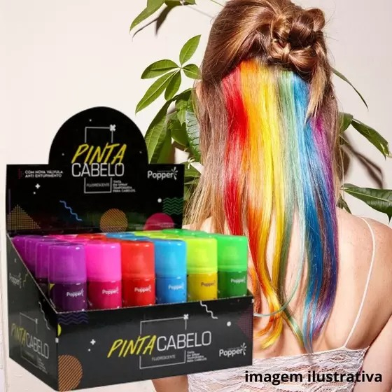 Pinta Cabelo Neon Tinta Para Cabelo Fluorescente - Popper | Shopee Brasil