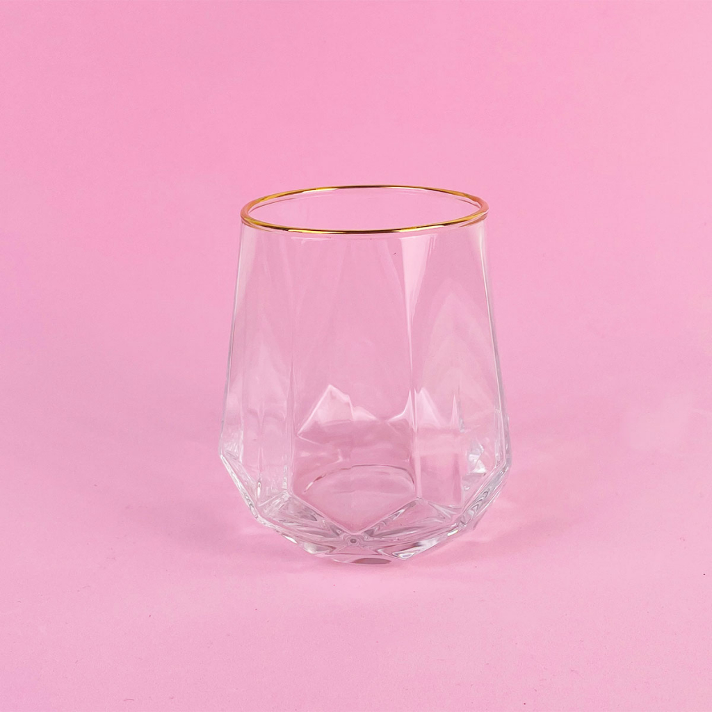 Copo de Vidro Octagonal com Borda Dourada - Allmini | Shopee Brasil Copo de Vidro Octagonal com Borda Dourada - Allmini | Shopee Brasil