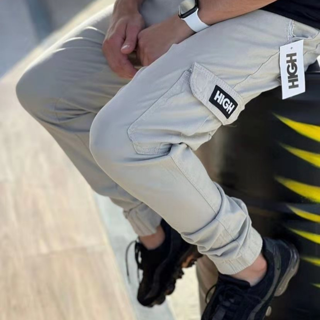 Calça Cargo Jogger Masculina Sarja Com Punho Esportivo Shopee Brasil