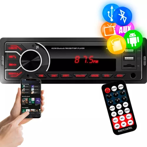 Som Automotivo Rádio MP3 Comando De Voz Carrega Celular Bluetooth ...