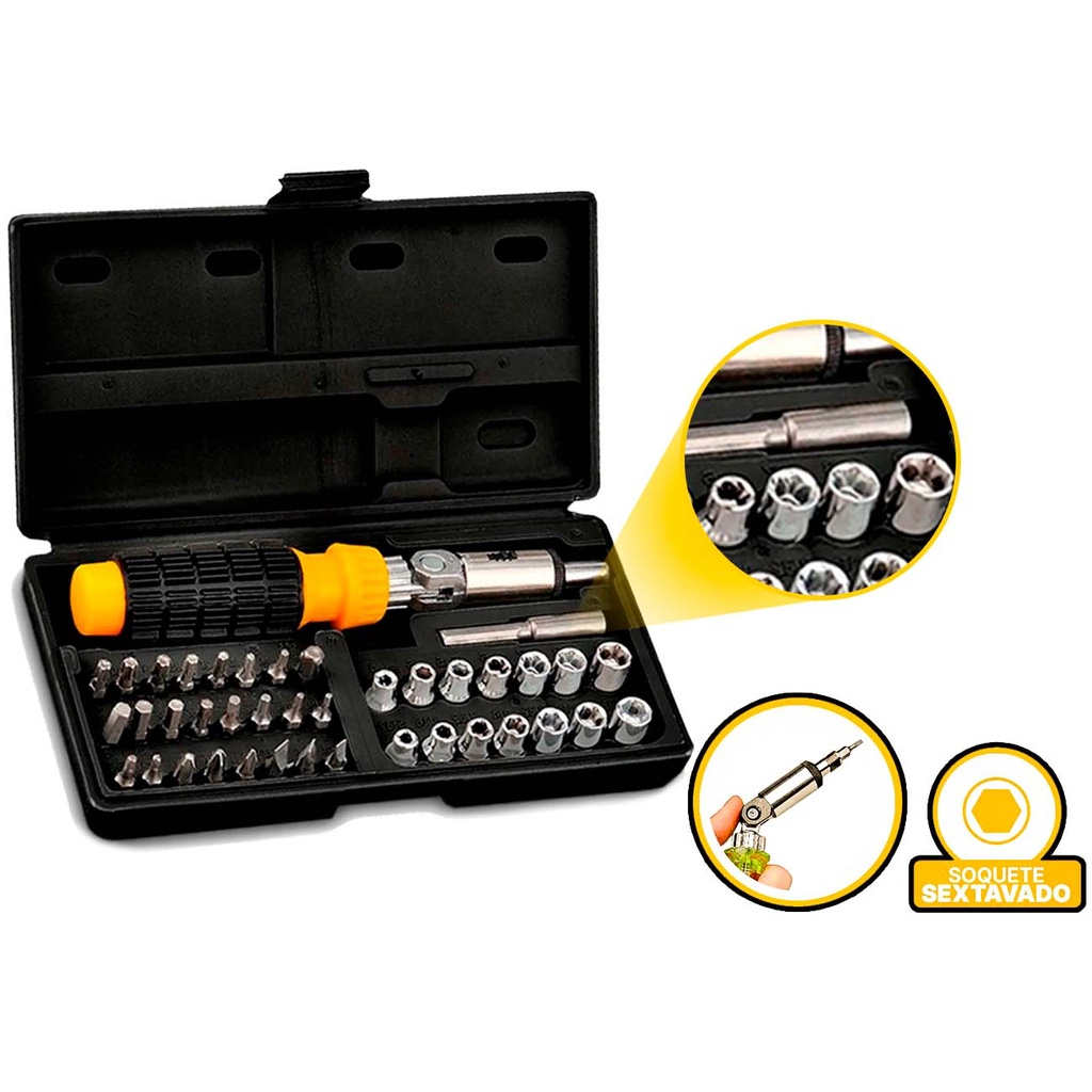 Kit Jogo De Soquete Com Estojo 1/4" 41 Peças - Titanium | Shopee Brasil