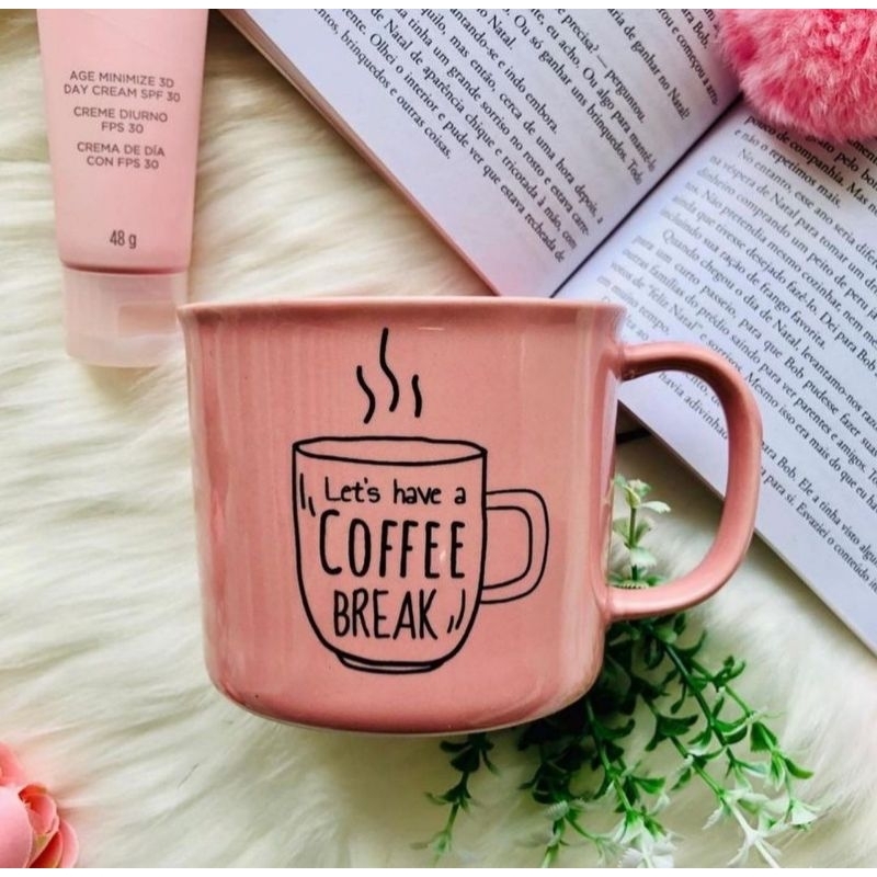 Caneca rosa coffee-break | Shopee Brasil