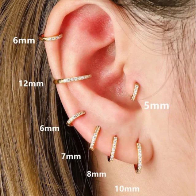Argola clicker com Zirconia branca delicada orelha / segundo furo ...
