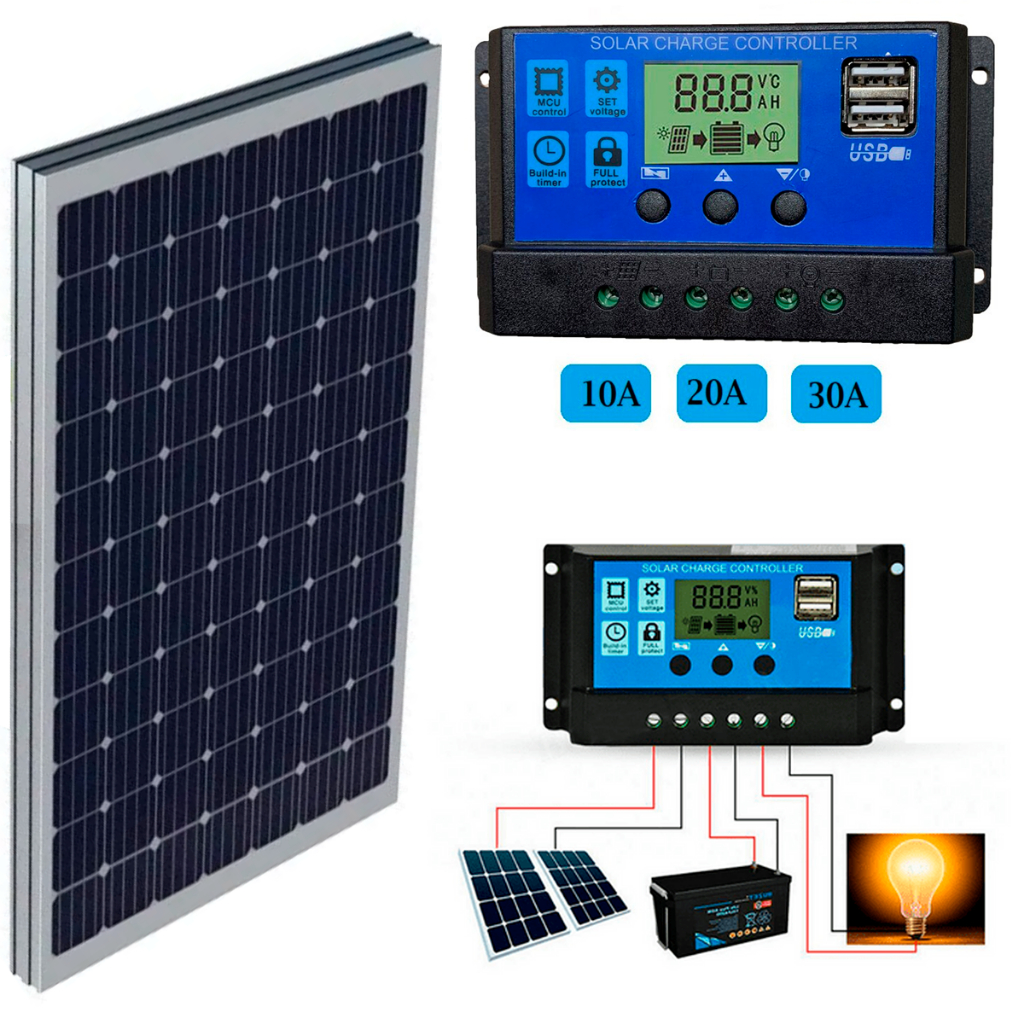 Kit Painel Placa Energia Solar Fotovoltaica 10w + controlador - Faz a Boa!