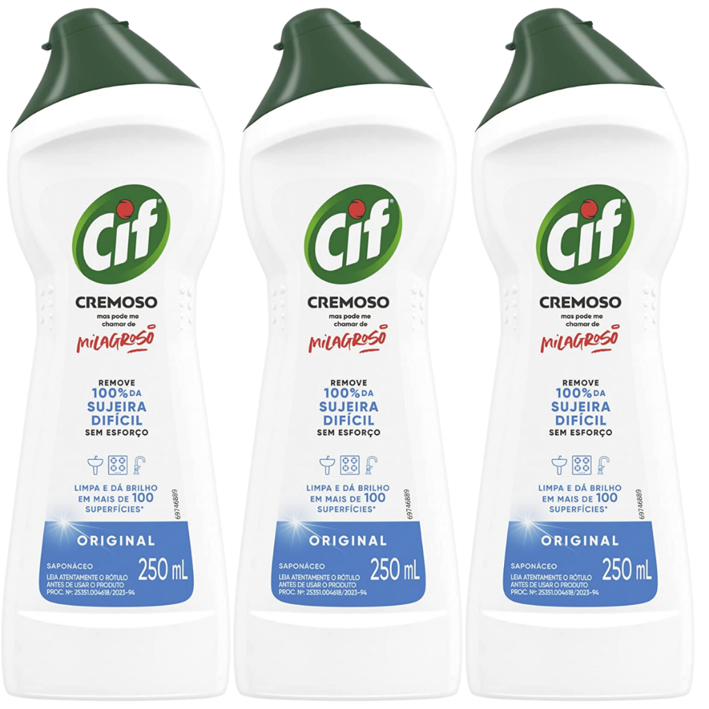 Kit 3 Limpador Multiuso Cif Cremoso Original 250ml | Shopee Brasil