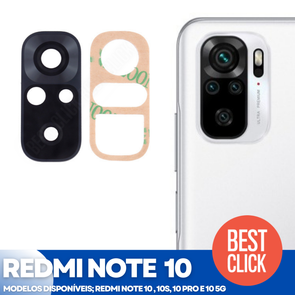Lente De Vidro Câmera Traseira Redmi Note 10 / 10S / 10 PRO / 10 5G ...