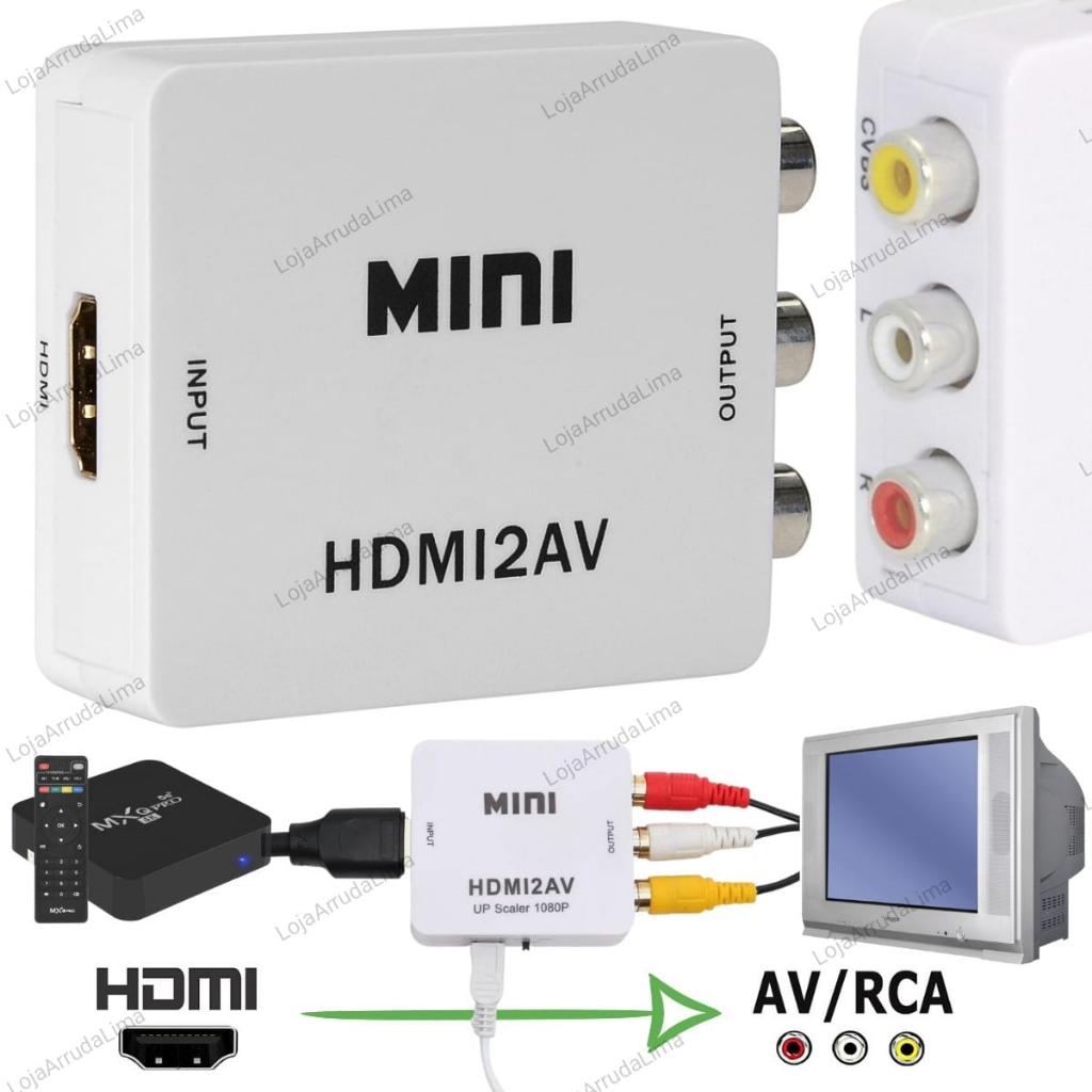 Adaptador Para Converter Entrada Hdmi Em Av Full Hdmi Av - Escorrega o ...