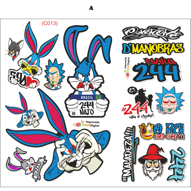 Mega Cartela Adesivos Coelho 244 Pernalonga Para Moto Bike Carro 23 (C013) | Shopee Brasil