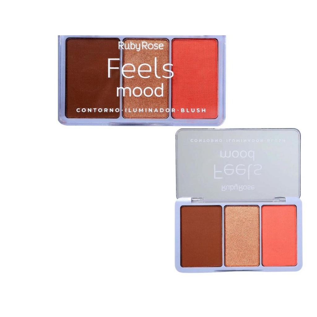 Paleta de Contorno, Iluminador e Blush Feels Mood Ruby Rose Adulto | Shopee Brasil