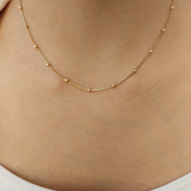 Colar Choker de Bolinhas Espaçadas Banhado A Ouro 18K | Shopee Brasil