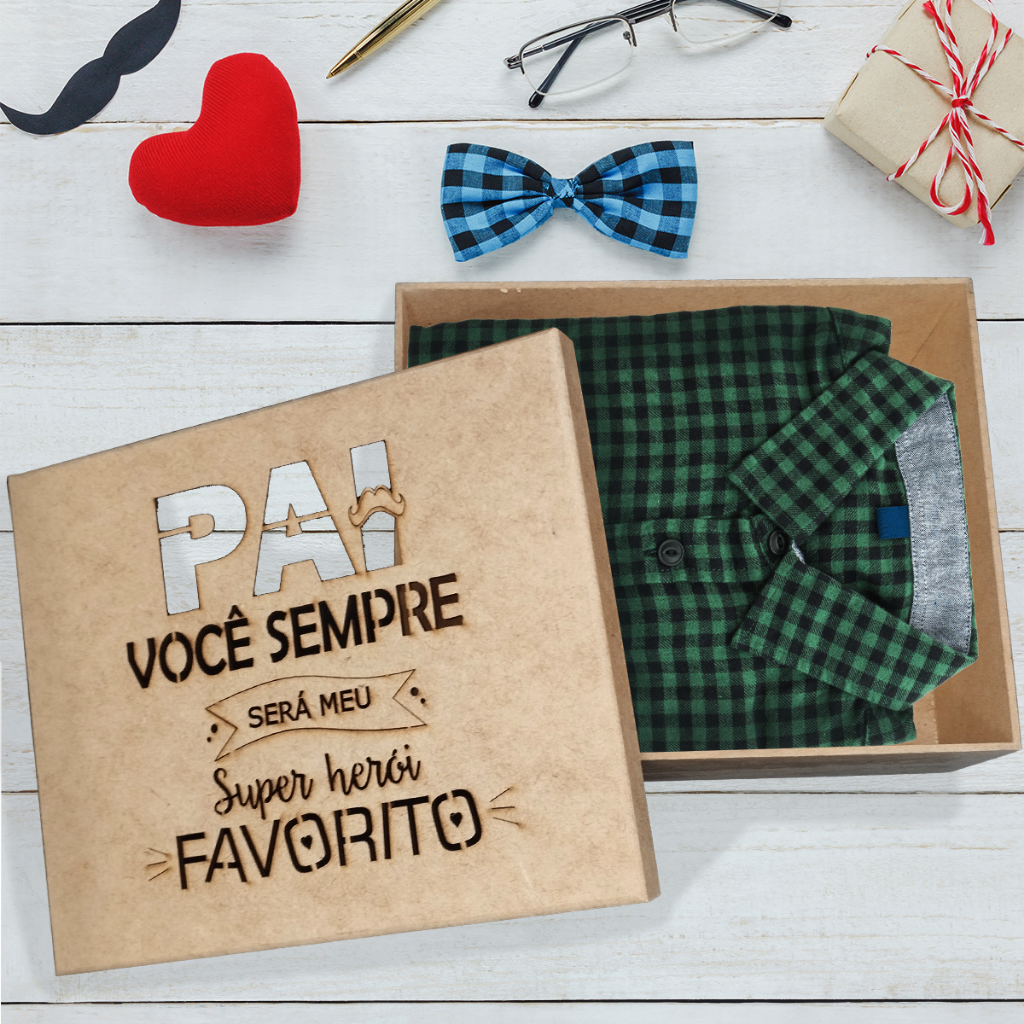 Caixa Dia dos Pais em Mdf Embalagem de Presente Aniversário Pai 23x19x8 ...