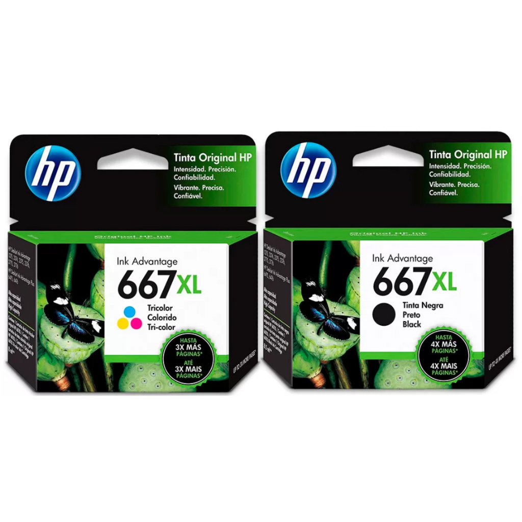Kit Cartuchos HP 667XL Preto Original + Cartucho HP 667XL Colorido ...