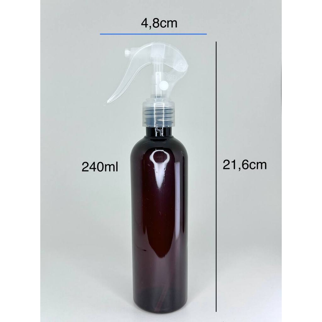 02 Frasco pet âmbar com válvula spray gatilho borrifador 240ml | Shopee Brasil