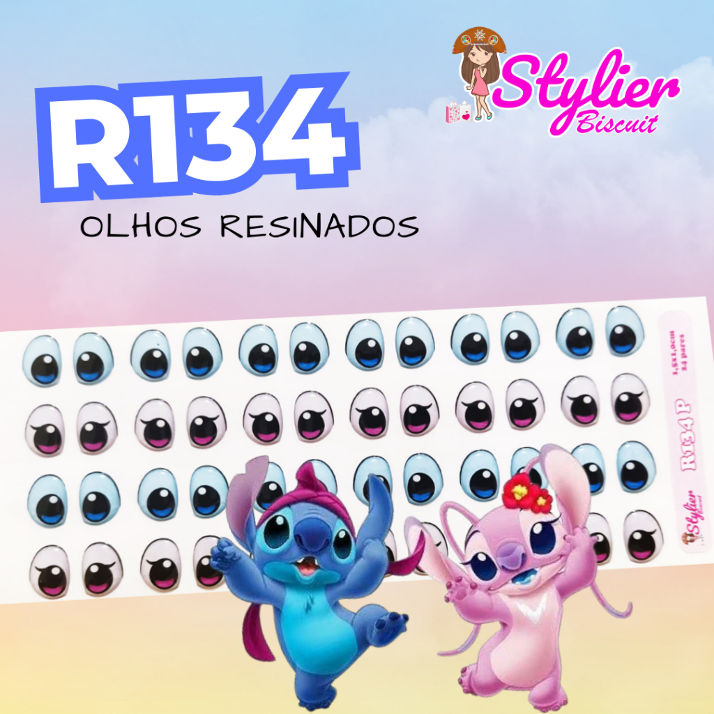 Cartela de Olhos Resinados R134 - Stitch e Angel | Shopee Brasil