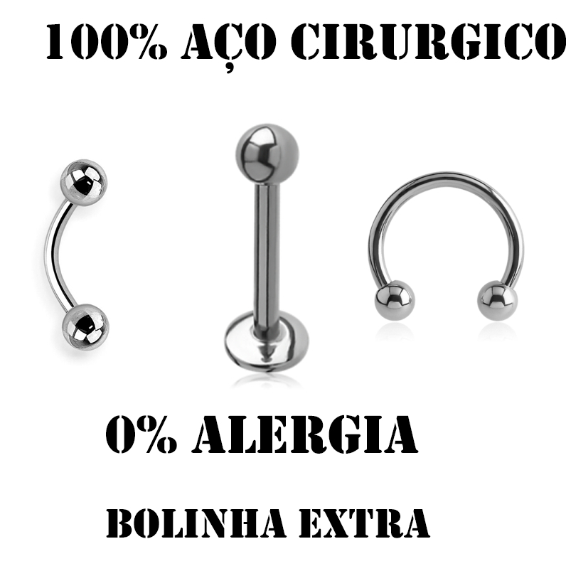 Piercing Labret Ferradura Microbell Curvo Prata Tragus Orelha Conch ...