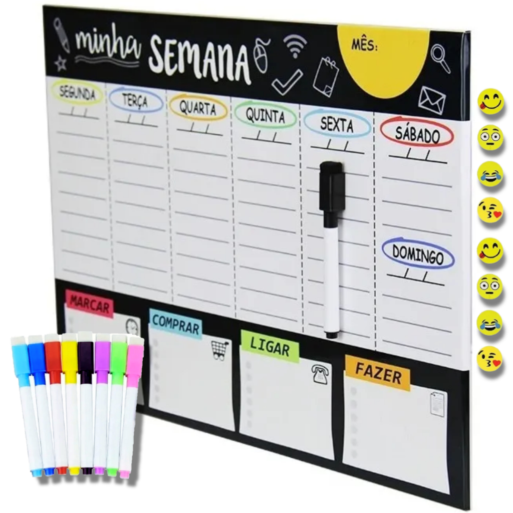 Mural Planner Organizador Mensal Grande 60x40 Alta Qualidade + 5 ...