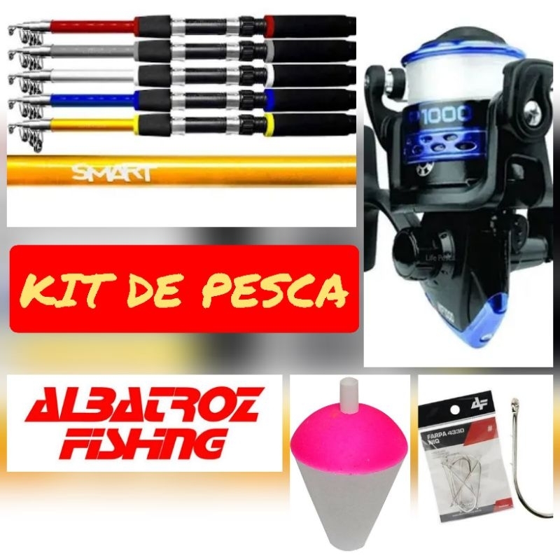 Kit Pesca Completo Albatroz Vara Smart 1,50m + Molinete LP1000 C/ Linha + BÓIA+ ANZÓIS | Shopee ...