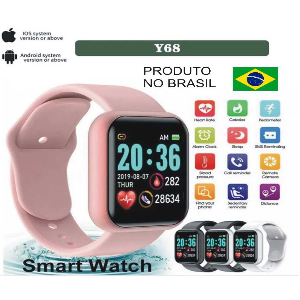 RELOGIO SMARTWATCH Y68 COM SUA FOTO NA TELA PROMOÇÃO | Shopee Brasil