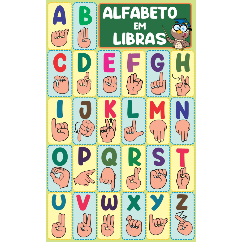 Banner Pedagógico Alfabeto em Libras Ilustrado 50x80CM | Shopee Brasil