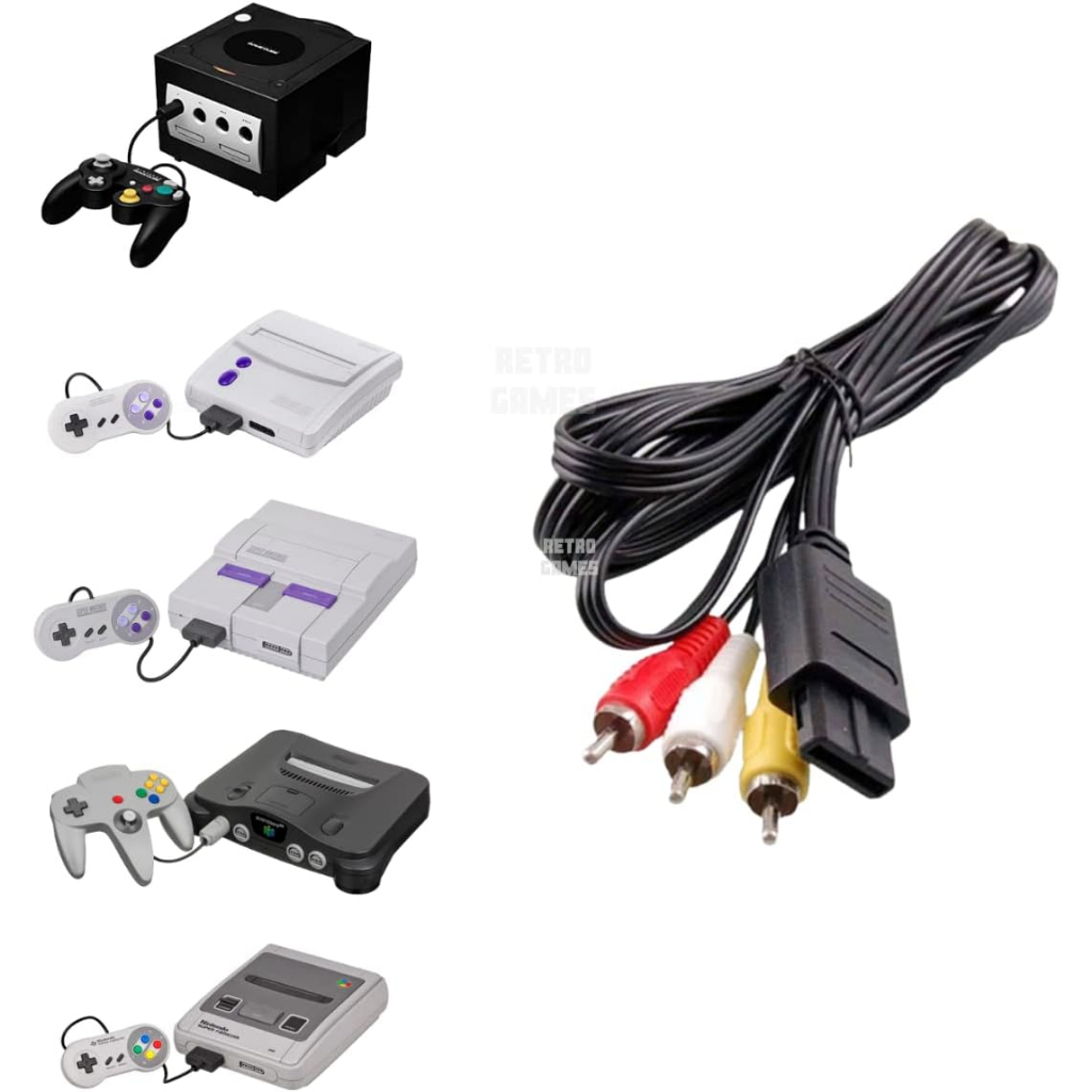 Cabo AV / RCA para Super Nintendo / Nintendo 64 / Game Cube | Shopee Brasil