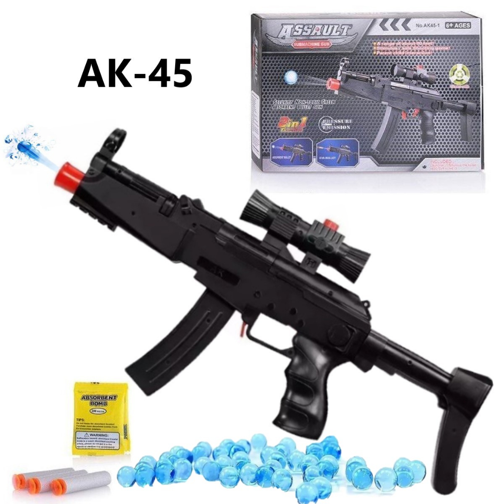 Arminha Rifle Ak 45 Lança Dardos E Bolinhas De Gel Orbeez - Faz a Boa!