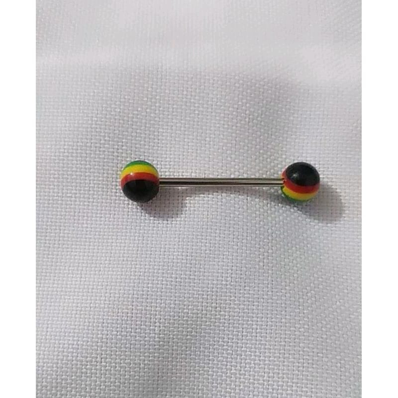 Kit 5 piercing de língua reggae jamaica Bob marley aço cirúrgico 19mm ...