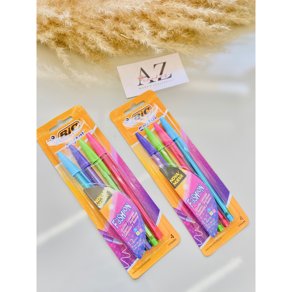 Caneta Colorida Bic / Kit 4 Canetas | Shopee Brasil