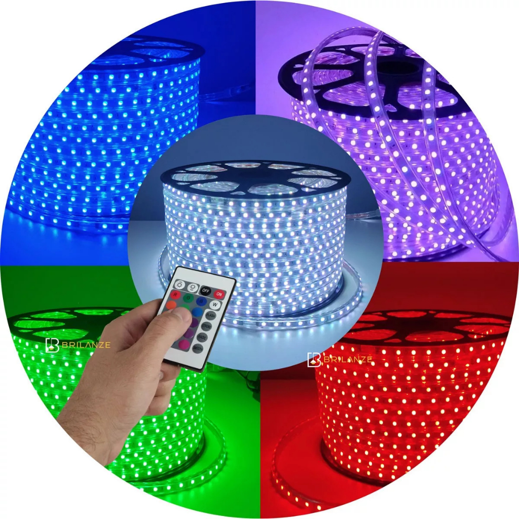 Mangueira LED RGB 5050 IP65 Fonte + Controle RGB Colorido | Shopee Brasil