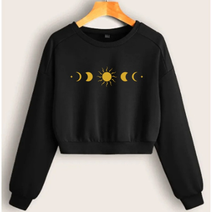 Moletom Cropped Premium Fases da Lua Feminino Envio em 24h | Shopee Brasil