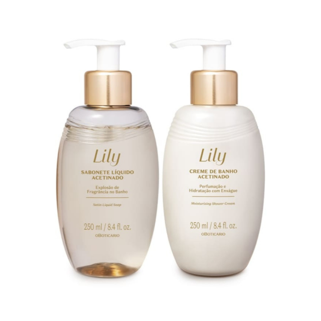 Kit Acetinados Lily (Shampoo, Condicionador, Leave-in, Sabonete Líquido ...