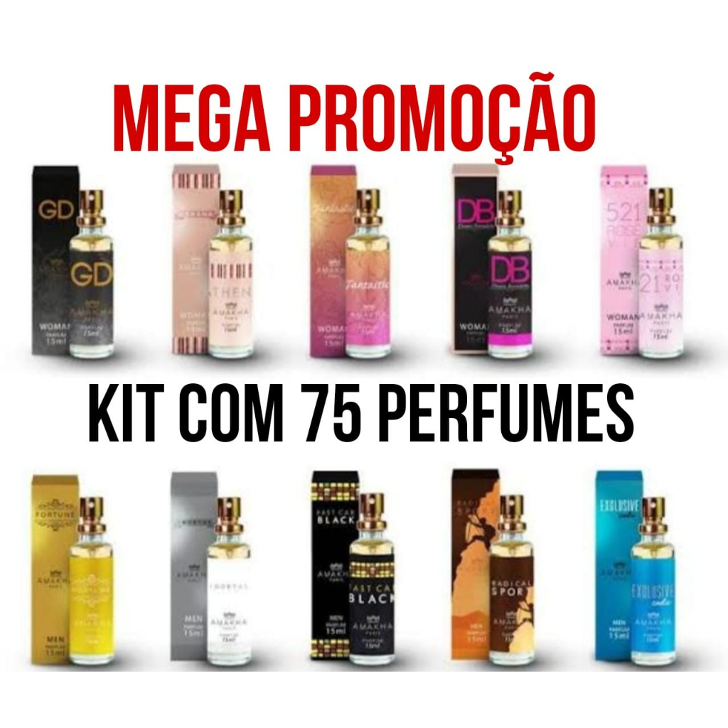 Kit 75 Perfumes Amakha Paris Aproveite | Shopee Brasil