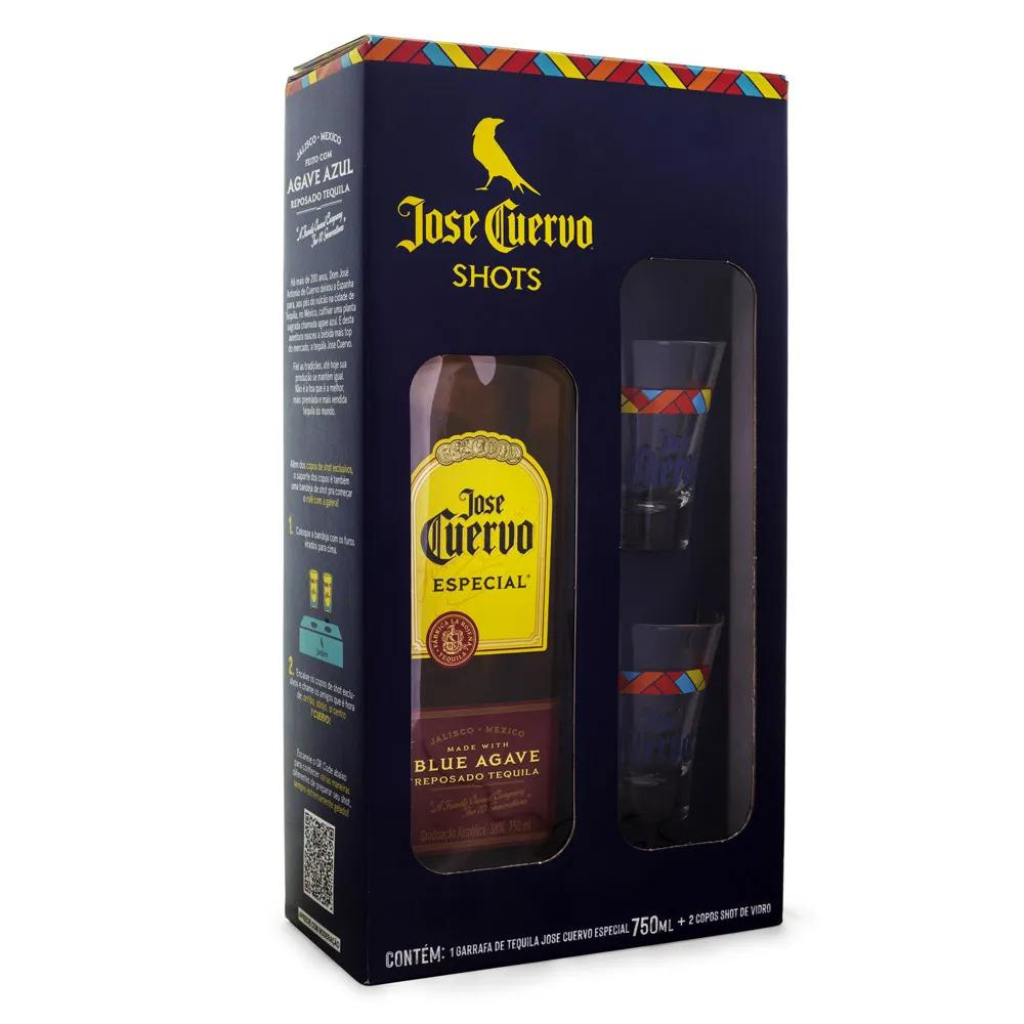 Tequila Jose Cuervo Reposado 750ml + 2 Copos Shot | Shopee Brasil