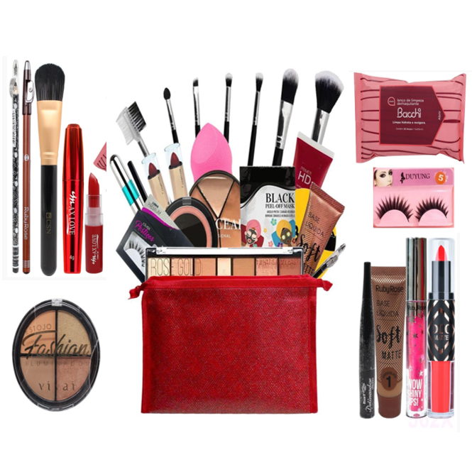 Kit Maquiagem Básico Completo Para Uso Diário Com Necessaire | Shopee ...