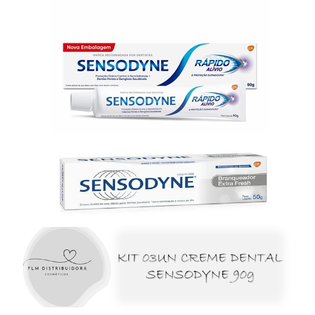 Kit com 03un Creme Dental Sensodyne 90g (escolha o tipo) | Shopee Brasil