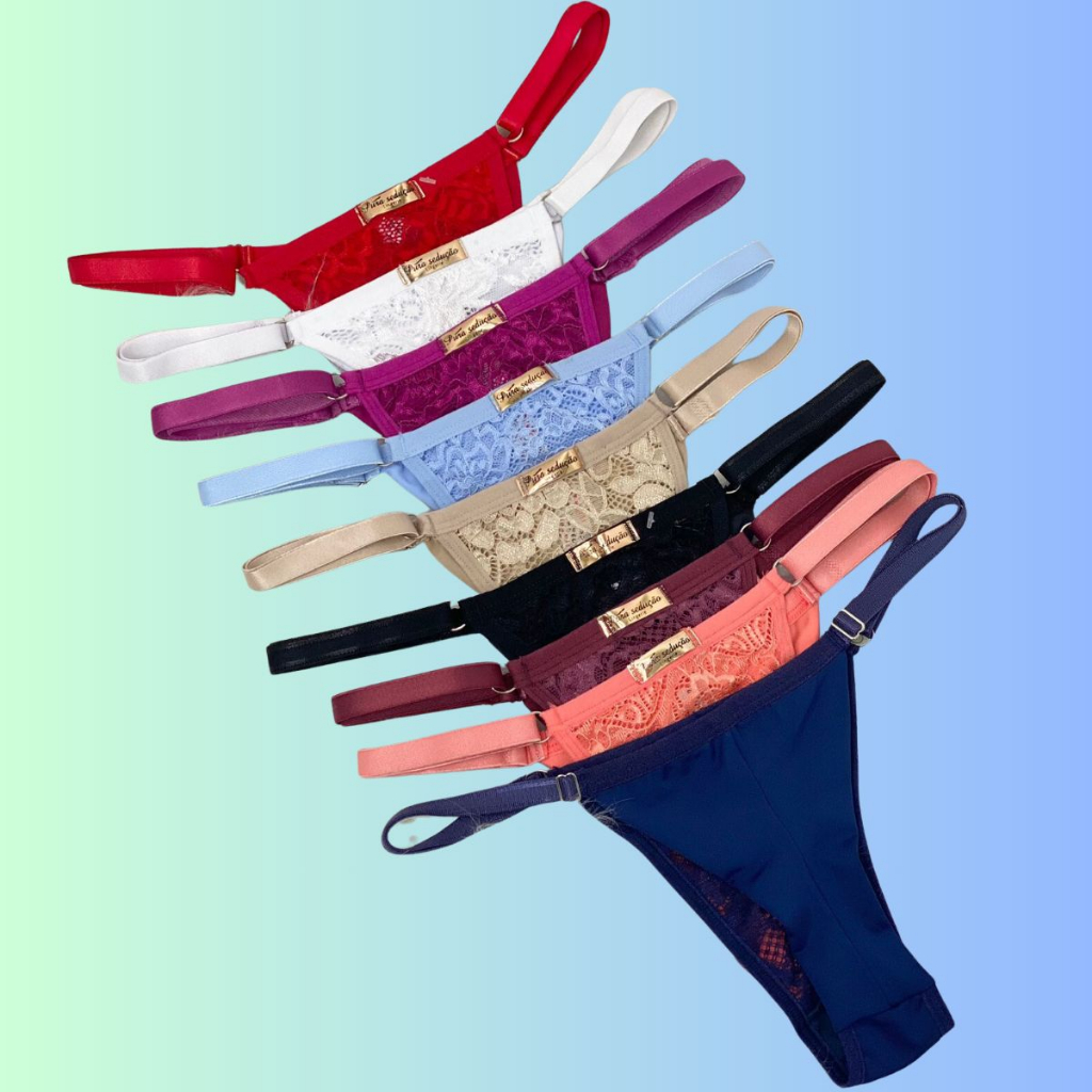 kit c/05 Calcinha Fio Dental com Renda / Calcinha Fio Duplo | Calcinha ...