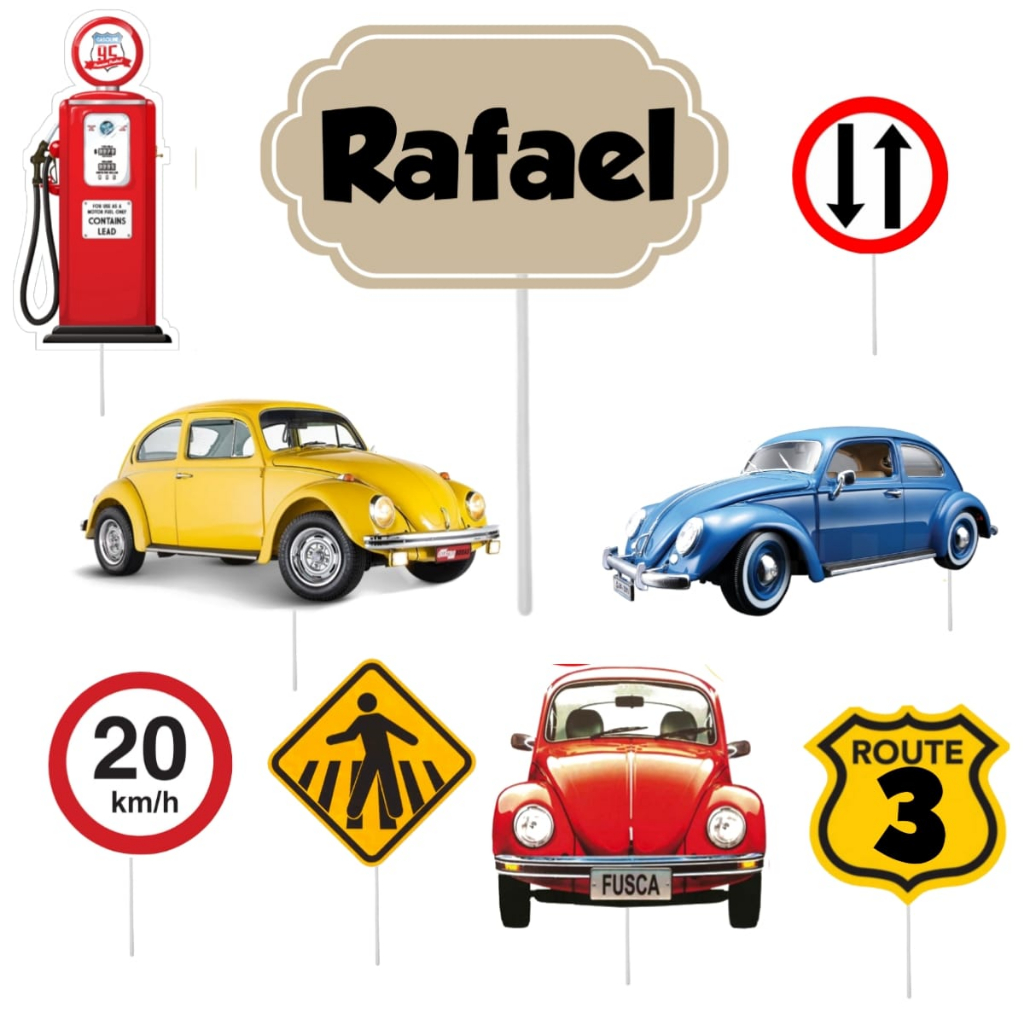 Topo Topper Decoração De Bolo Enfeite Fusca | Shopee Brasil