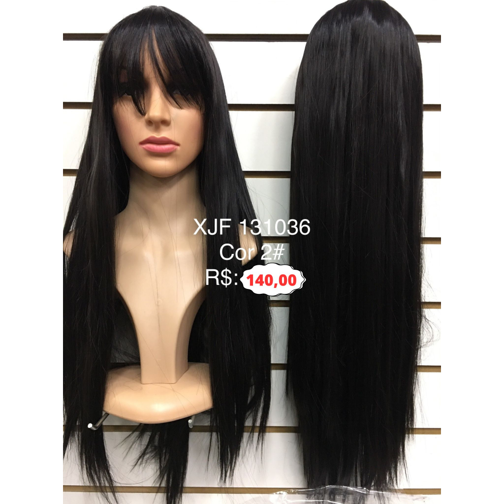 Peruca Lisa Preto Classico com franja | Shopee Brasil