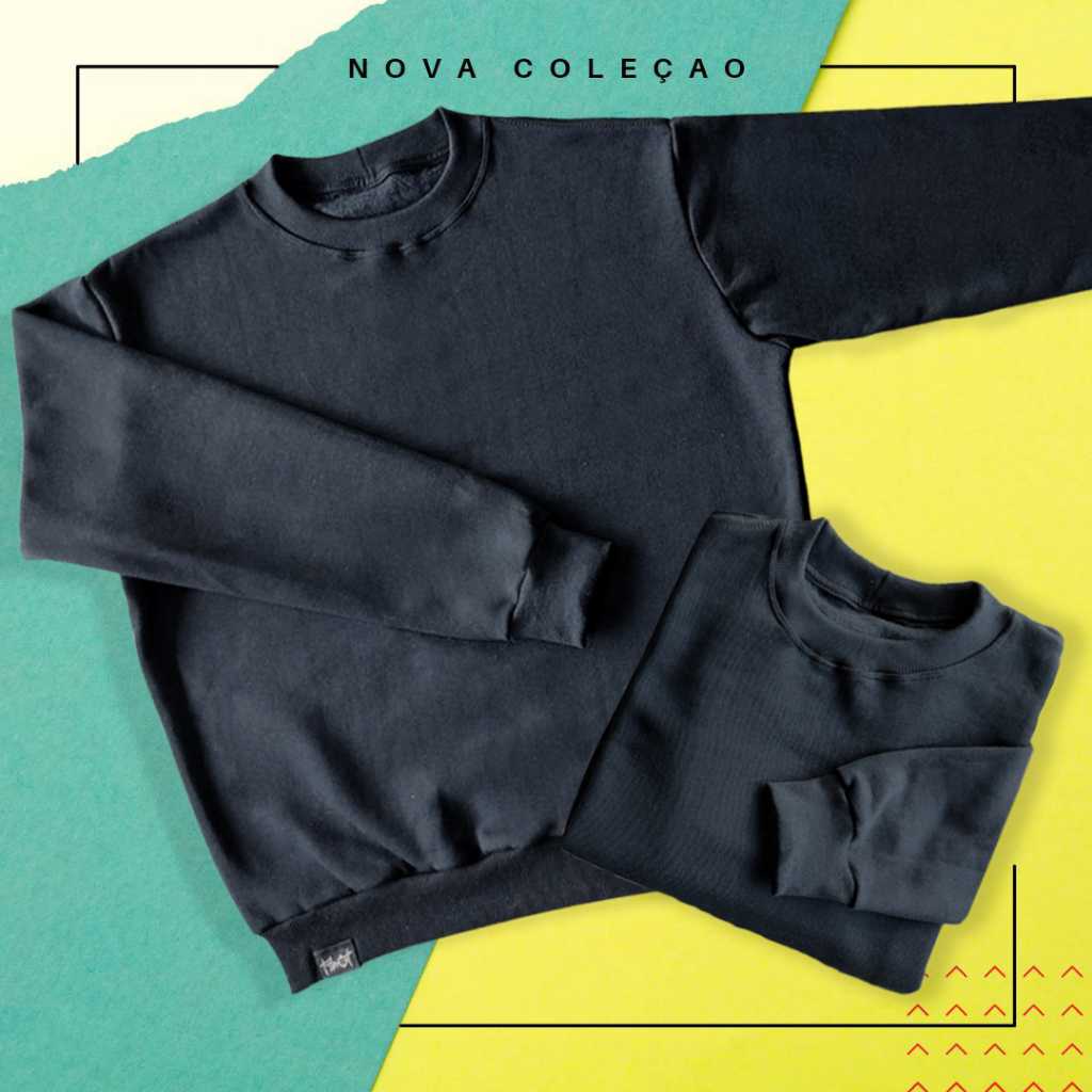 Moletom Preto UNISSEX (feminino e masculino) - Gola careca LISO Basico ...