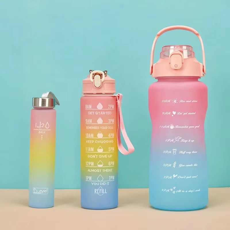 Kit da Garrafa de Água Squeeze Motivacional Com Adesivos 300ML+900ML ...