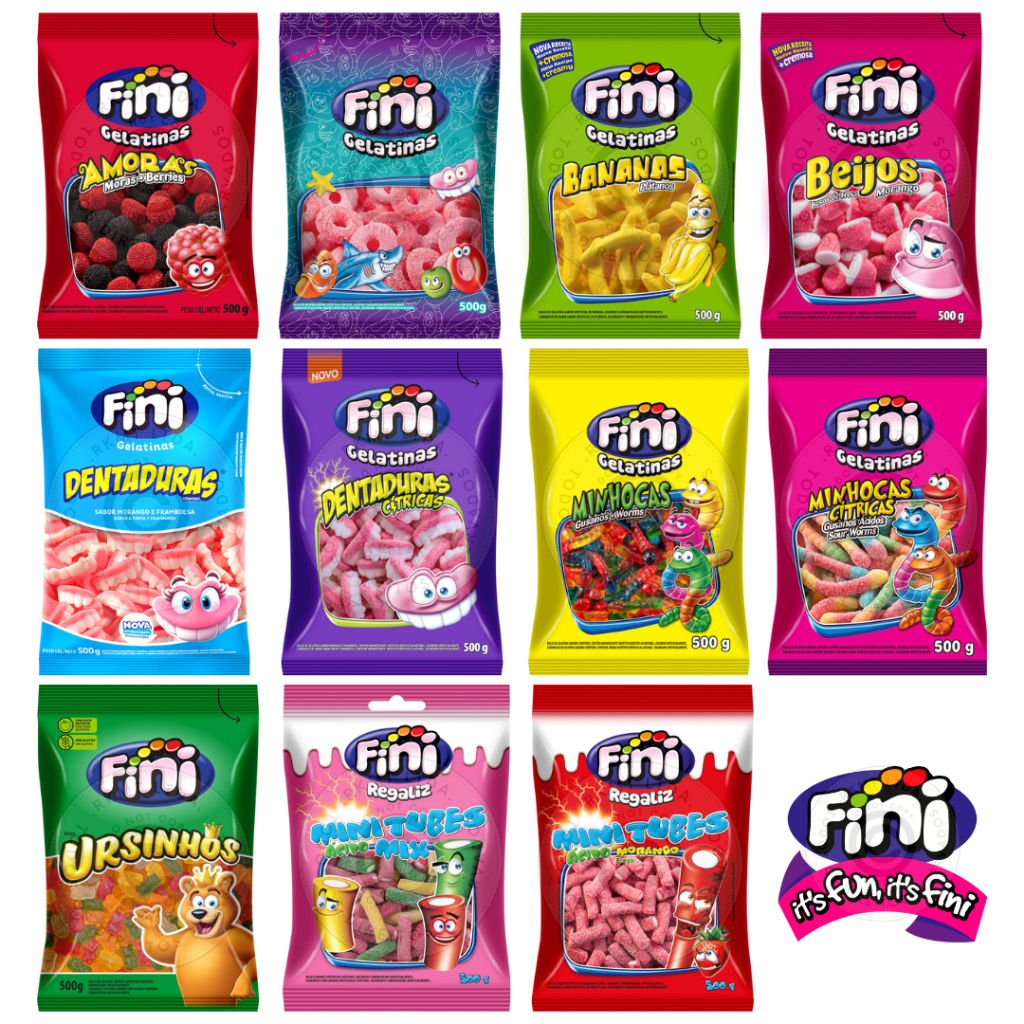 Fini Balas de Gelatina Chicle 450g 500g 1kg Diversos Sabores | Shopee ...