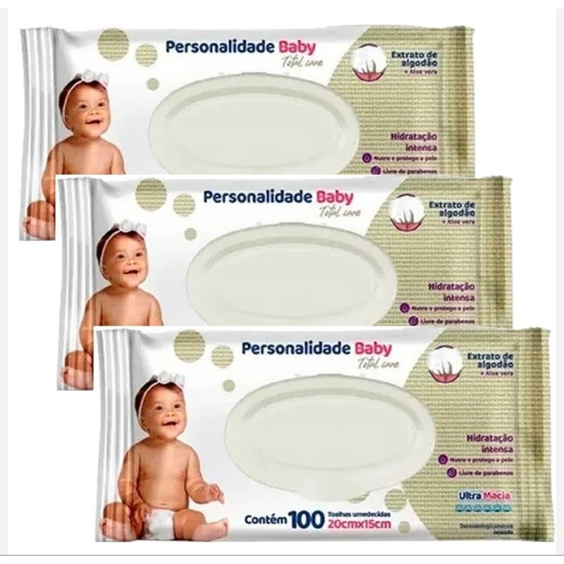 Kit 3 Toalha Umedecida Personalidade Baby Total Care - 300 unidades ...