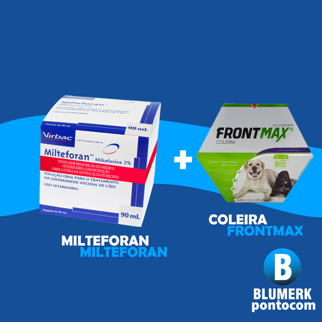 Milteforan 90ml + Coleira Frontmax acima 4kg Antipulgas Carrapato ...