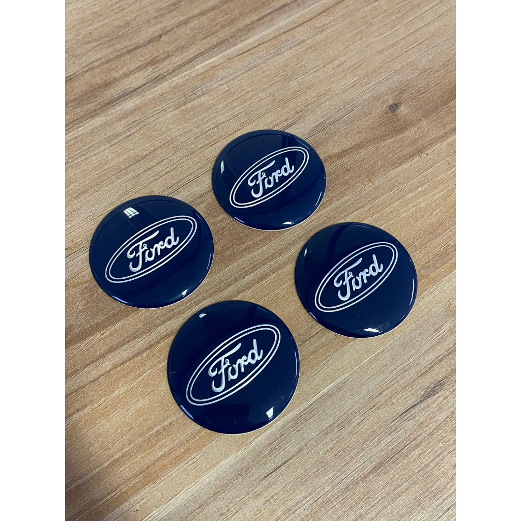 JOGO COM 4 EMBLEMAS LOGO ADESIVO RODA FORD AZUL MARINHO 58MM RESINADO ...