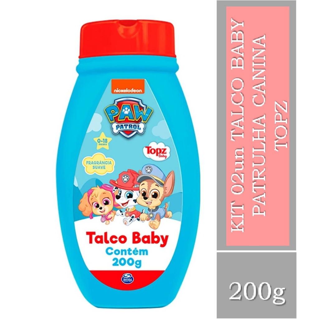Kit com 02un Talco Topz Baby 200g Patrulha Canina | Shopee Brasil