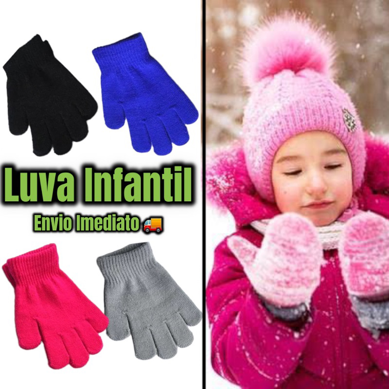 Luva infantil de frio unissex masculino/feminina de 4 a 8 ou de 8 a 12 ...