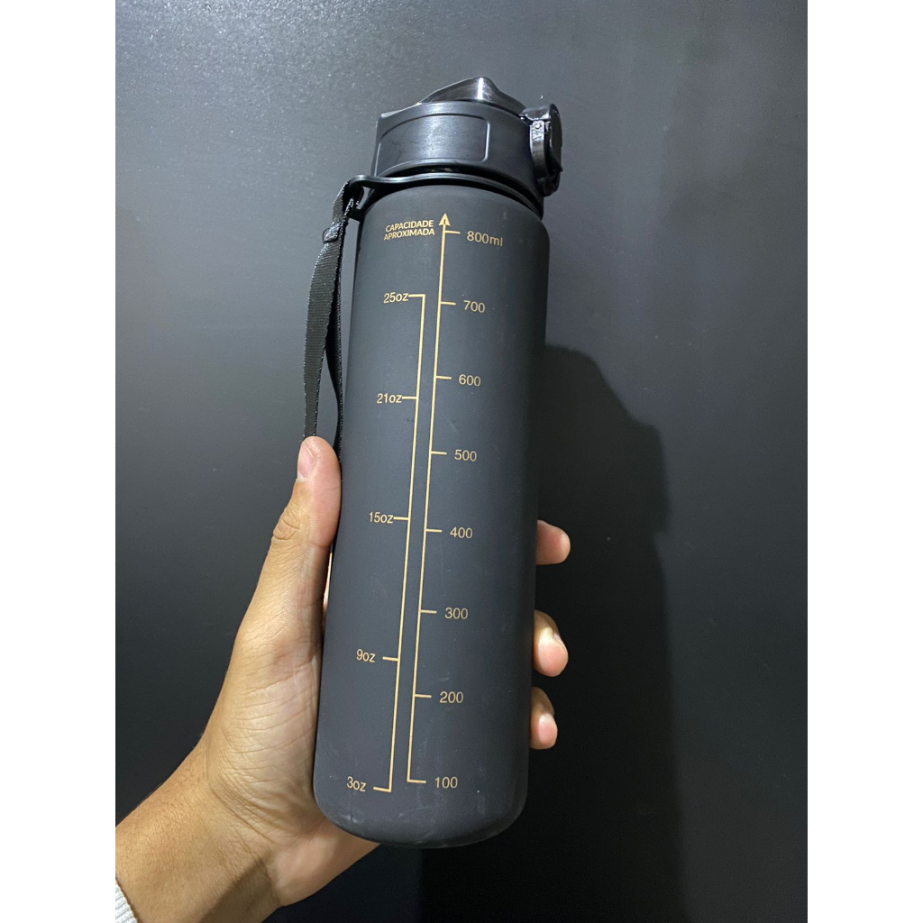 Garrafa Motivacional Preto 800 ml | Shopee Brasil