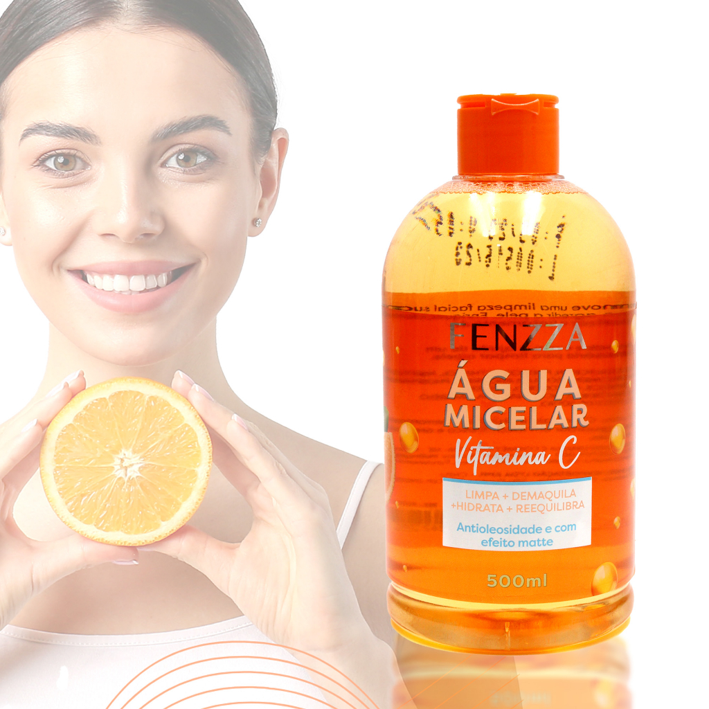 Agua Micelar Limpa Demaquila e Hidrata Vitamina C 500 ML Fenzza FZ51043 | Shopee Brasil
